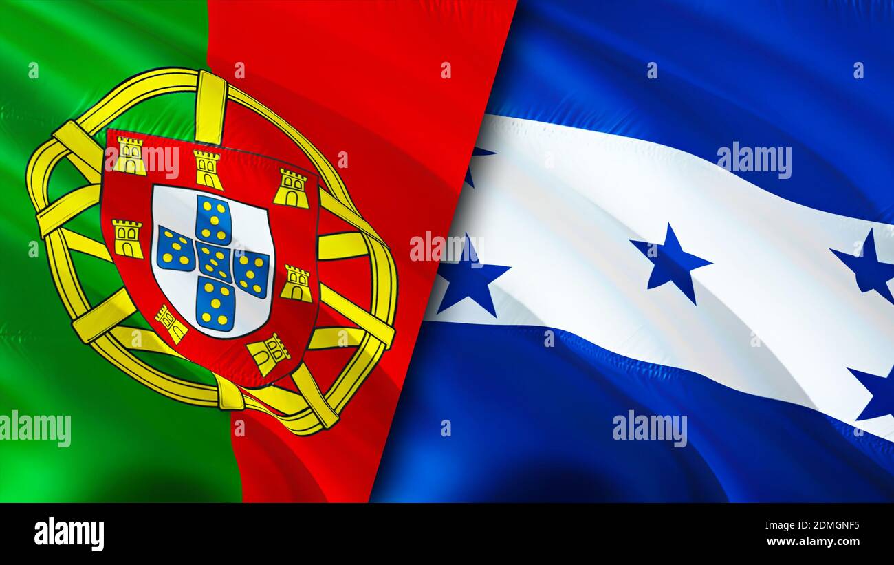 Portugal and Honduras flags. 3D Waving flag design. Portugal Honduras ...