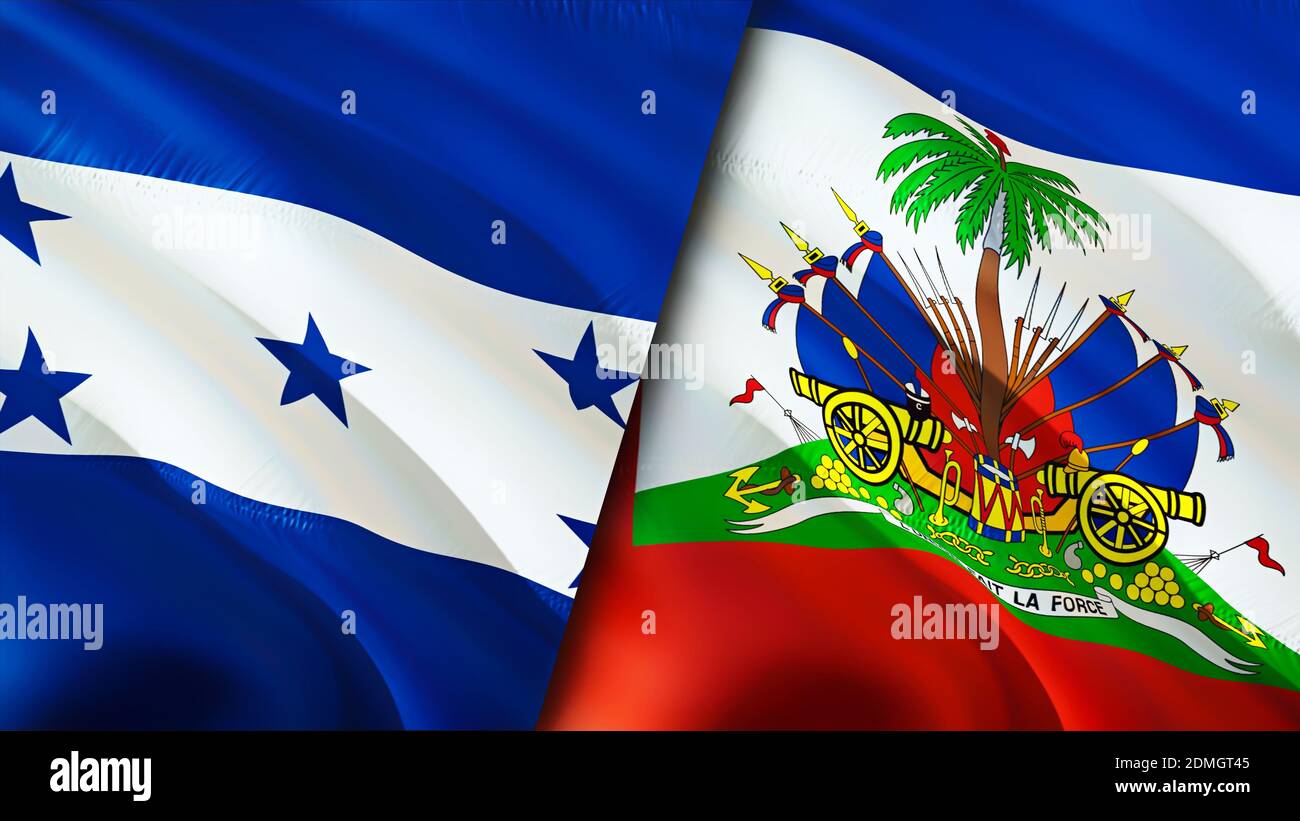 Honduras and Haiti flags. 3D Waving flag design. Honduras Haiti flag ...