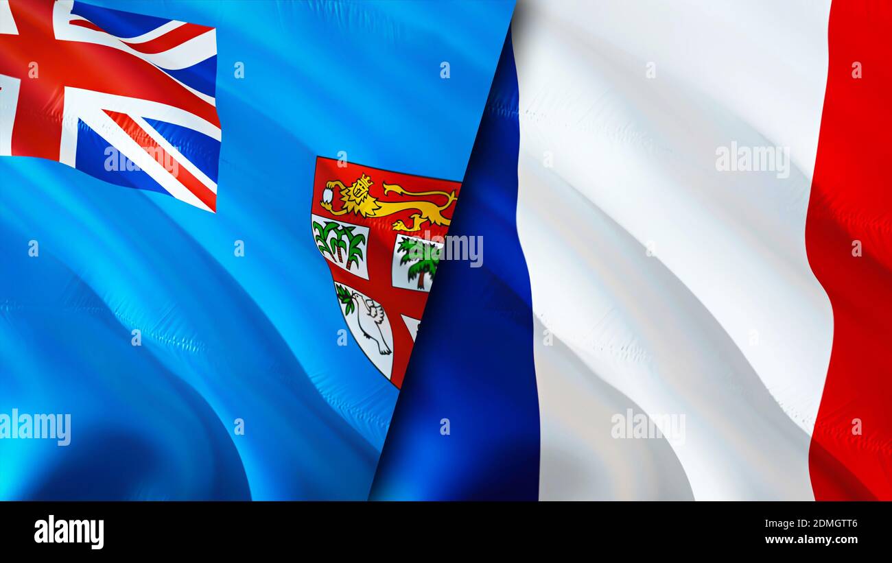 Fiji and France flags. 3D Waving flag design. Fiji France flag, picture ...