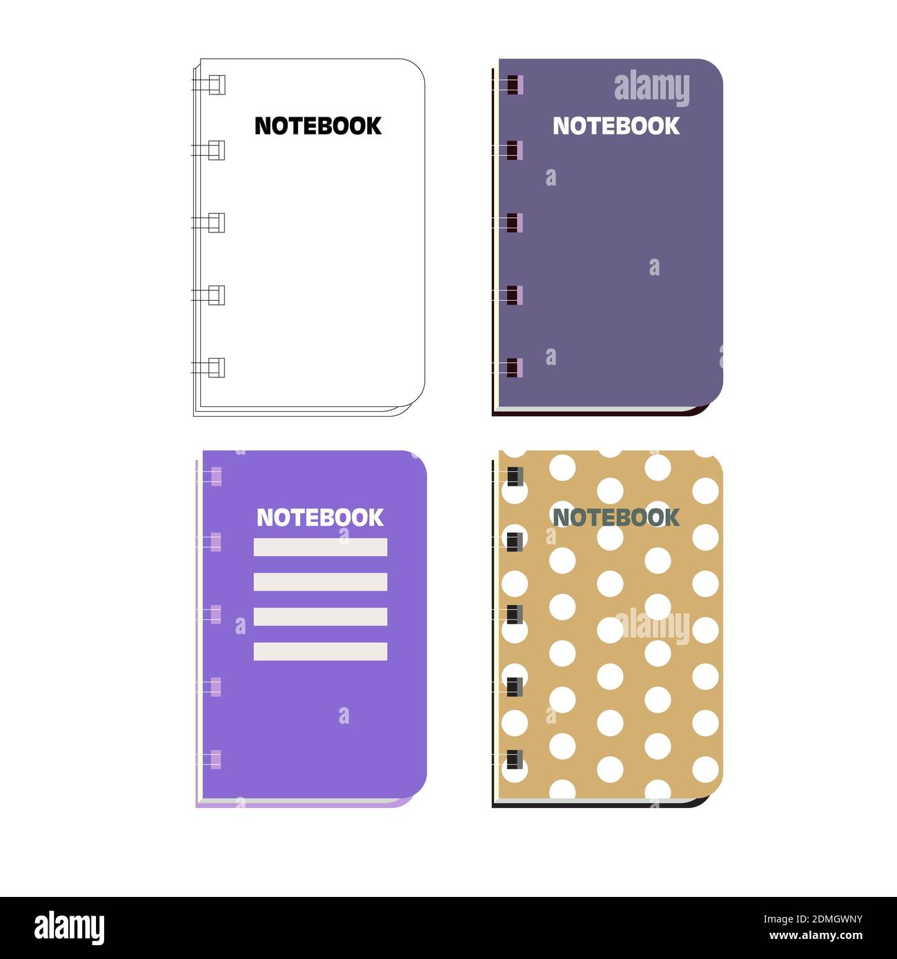 Notebook set vector design isolated white background.Pattern notebook ...