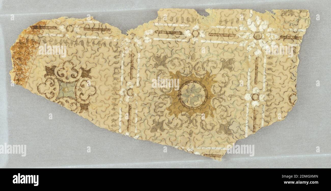 Sidewall, Block-printed, Tile pattern with alternating motifs set ...