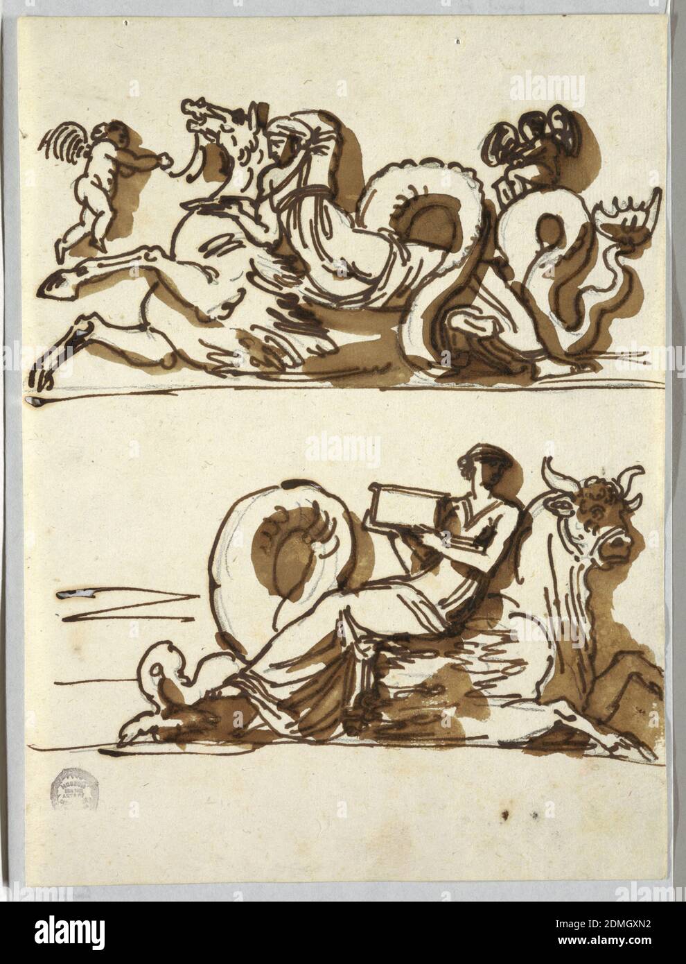 Two Friezes with Women and Sea Monsters, Felice Giani, Italian, 1758 ...