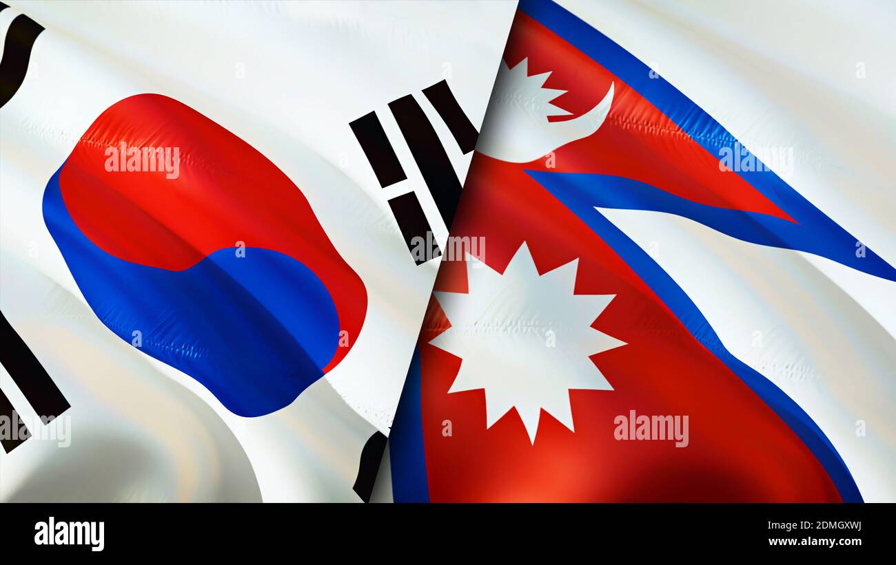 South Korea and Nepal flags. 3D Waving flag design. South Korea Nepal ... South Korea and Nepal flags. 3D Waving flag design. South Korea Nepal ...