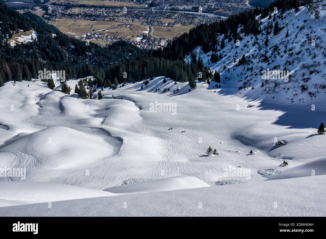 Snow Covered Land And Mountains Stock Photo - Alamy