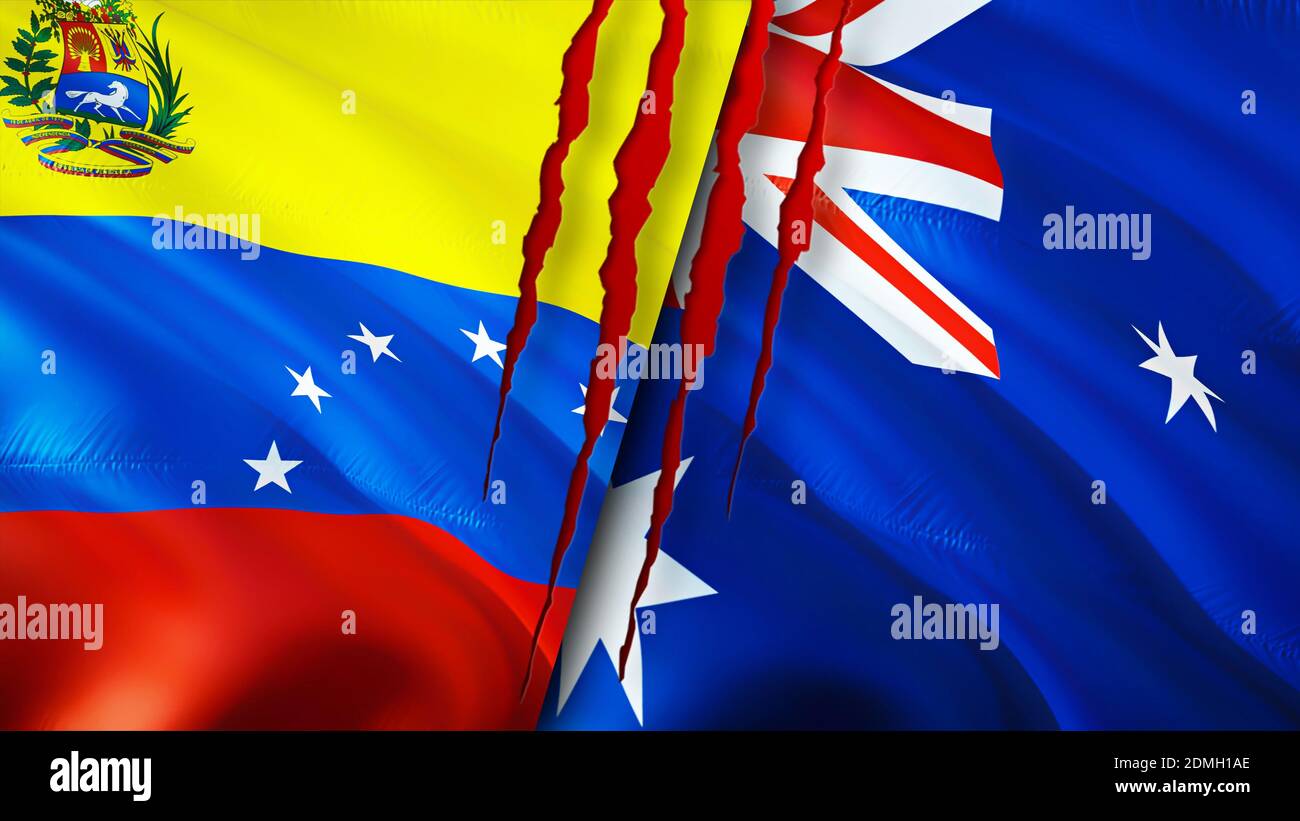 Venezuela and Australia flags with scar concept. Waving flag,3D ...
