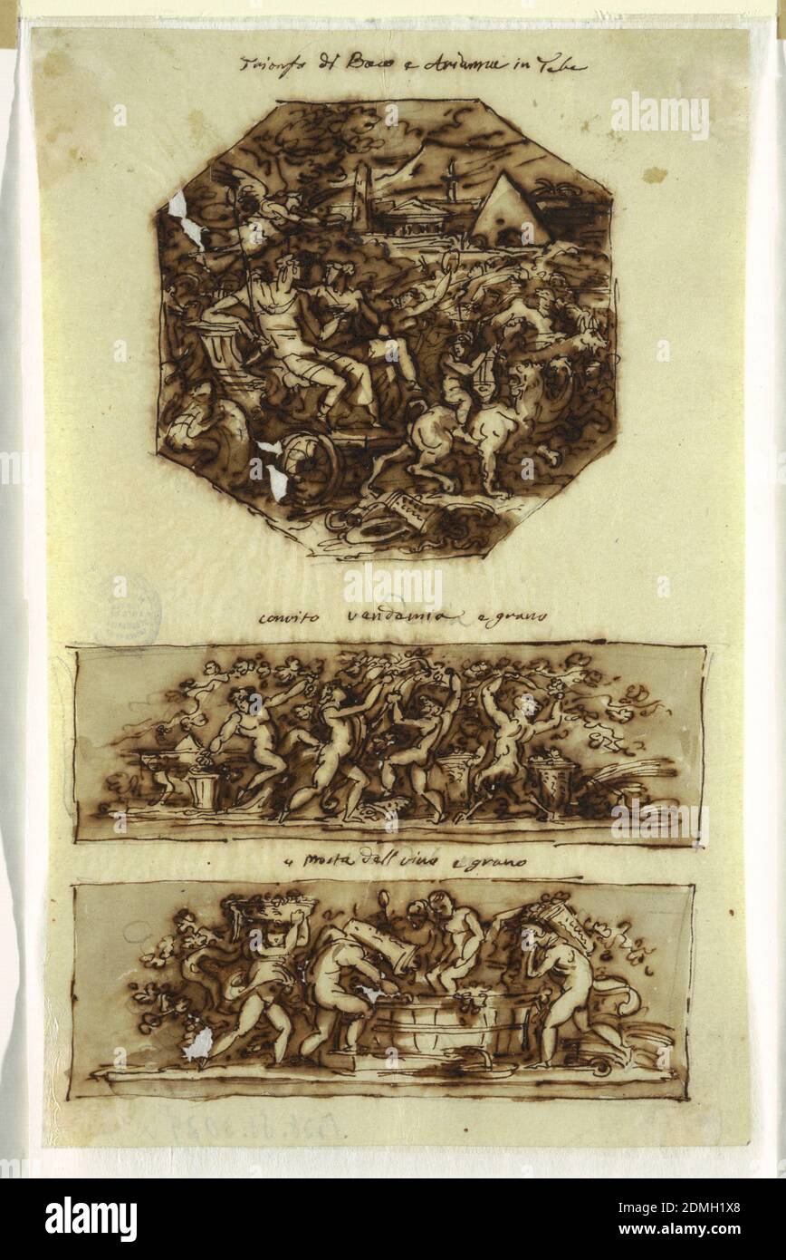Triumph of Bacchus and Ariadne, Felice Giani, Italian, 1758–1823, Pen ...