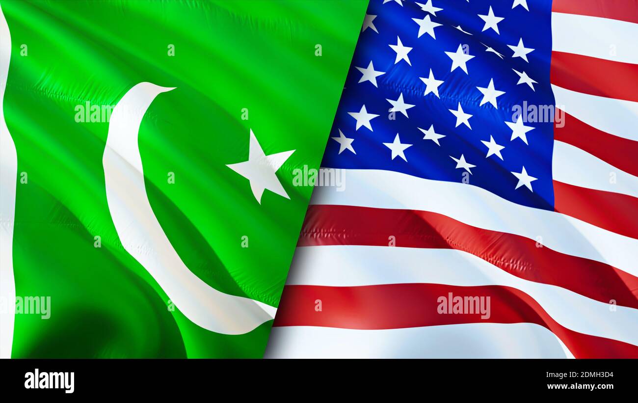 Pakistan and United States flags. 3D Waving flag design. Pakistan ...