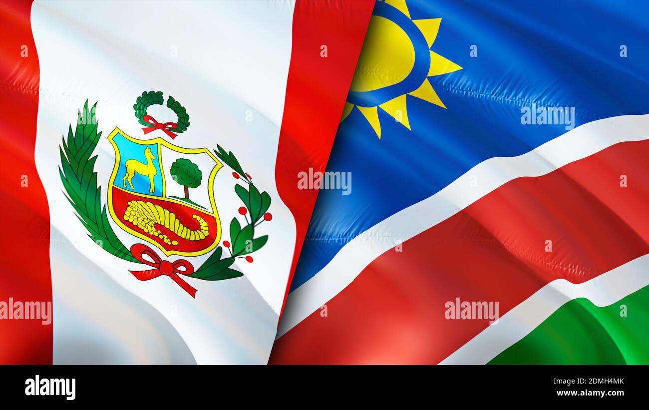 Peru and Namibia flags. 3D Waving flag design. Peru Namibia flag ...