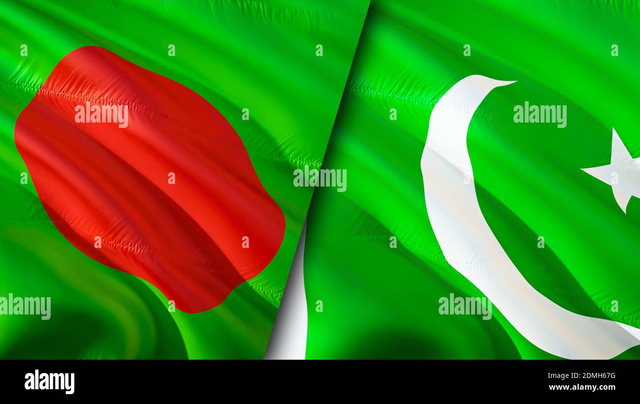 Bangladesh and Pakistan flags. 3D Waving flag design. Bangladesh ...