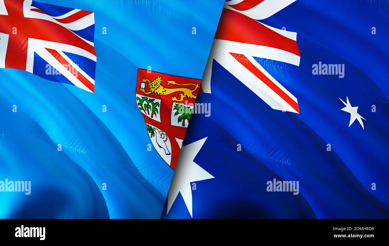Fiji and Australia flags. 3D Waving flag design. Fiji Australia flag ...