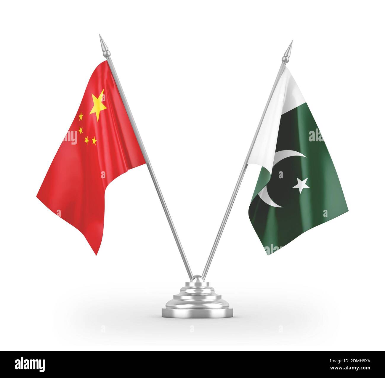 Pakistan and China table flags isolated on white 3D rendering Stock ...