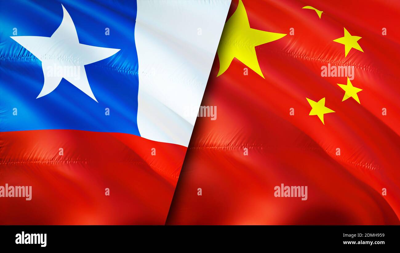 Chile and China flags. 3D Waving flag design. Chile China flag, picture ...