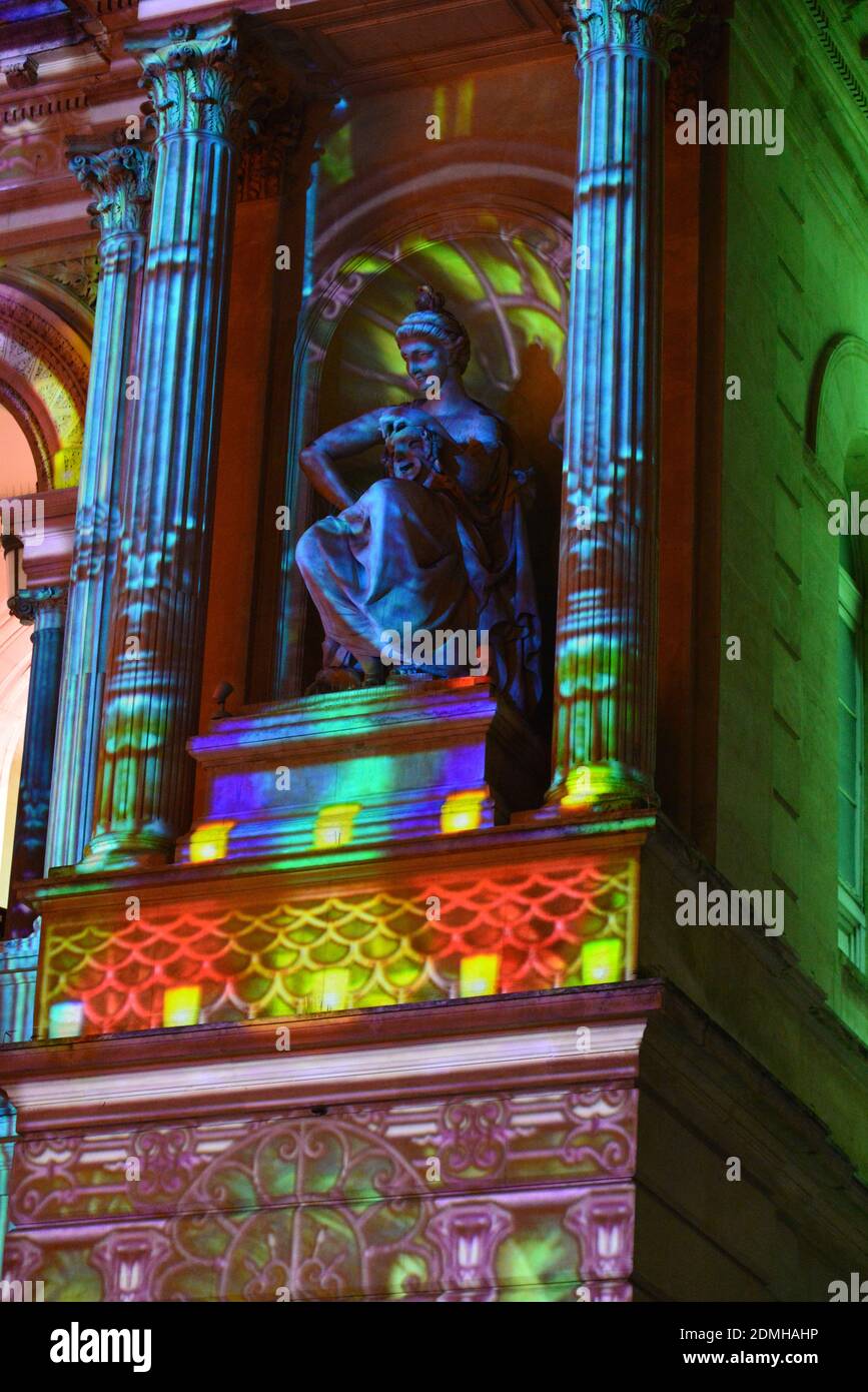 Projection of images on the facade of the Toulon Opera House for ...