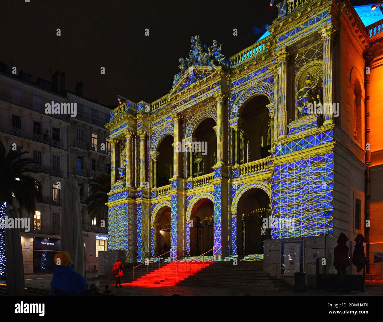 Projection of images on the facade of the Toulon Opera House for ...