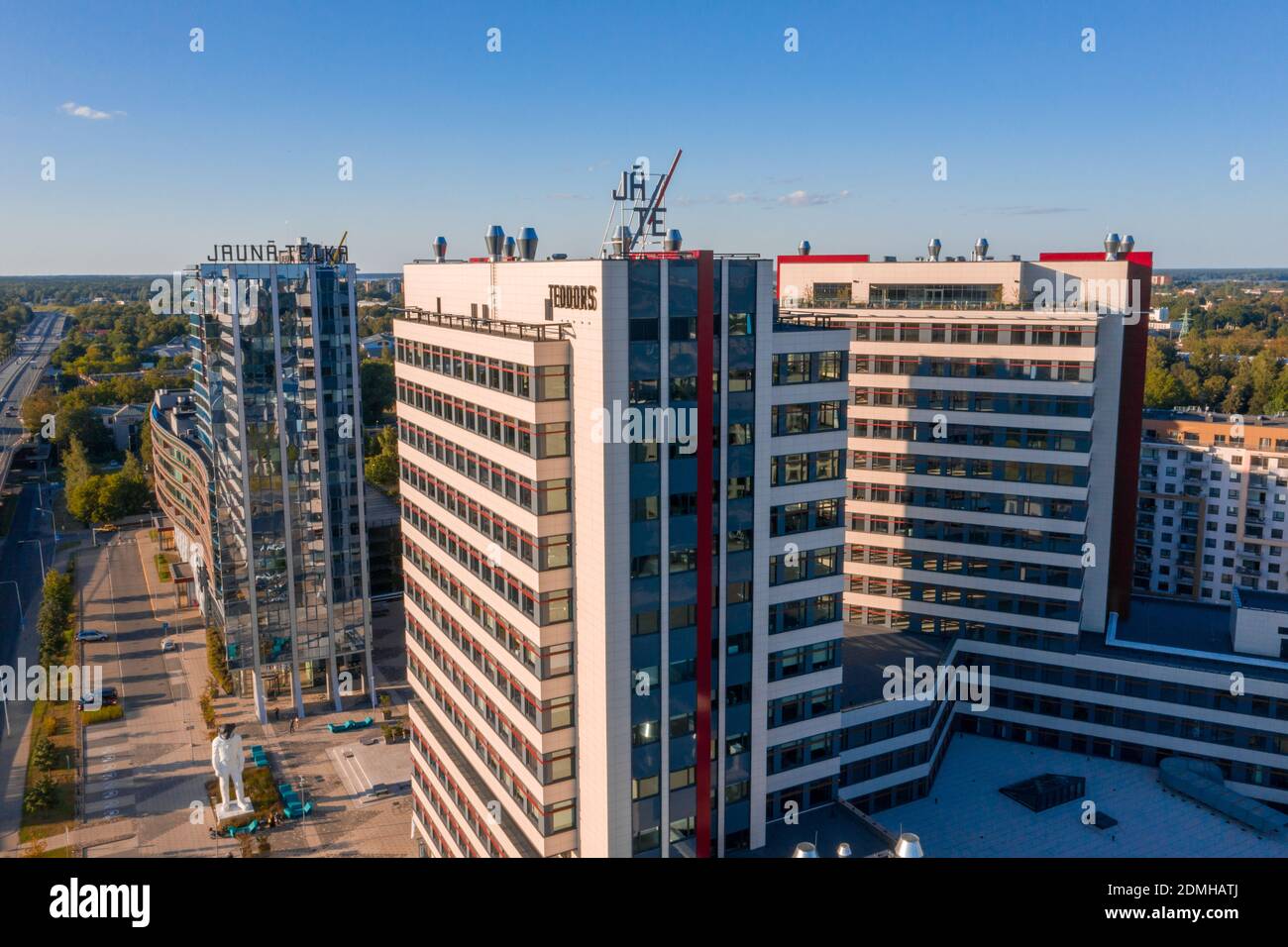An aerial view of Riga above Jauna Teika new district by the VEF castle ...