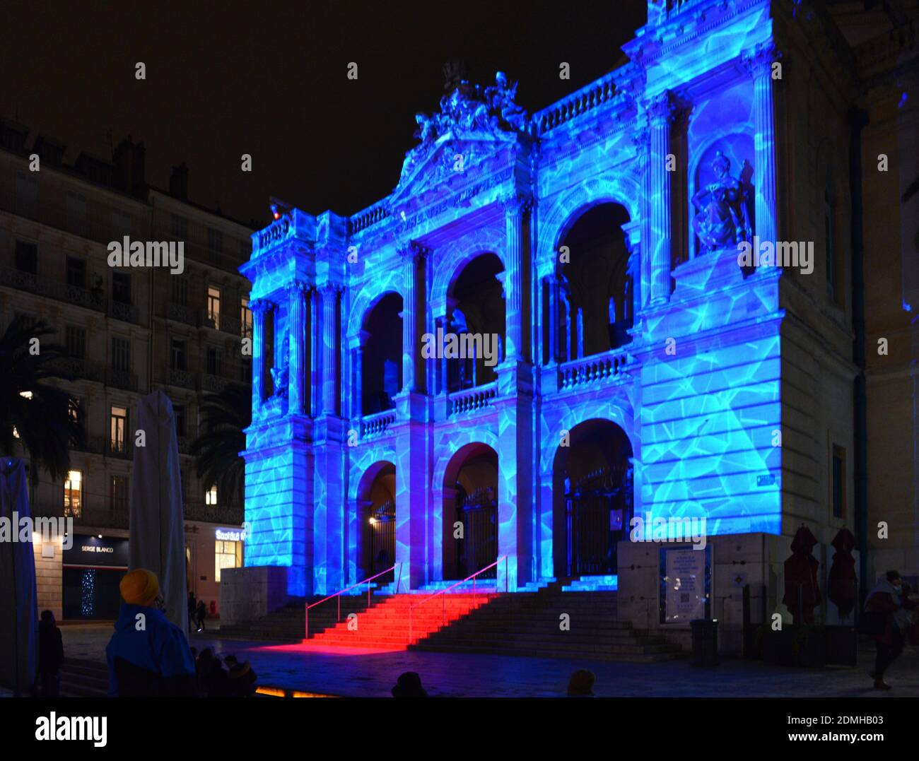 Projection of images on the facade of the Toulon Opera House for ...