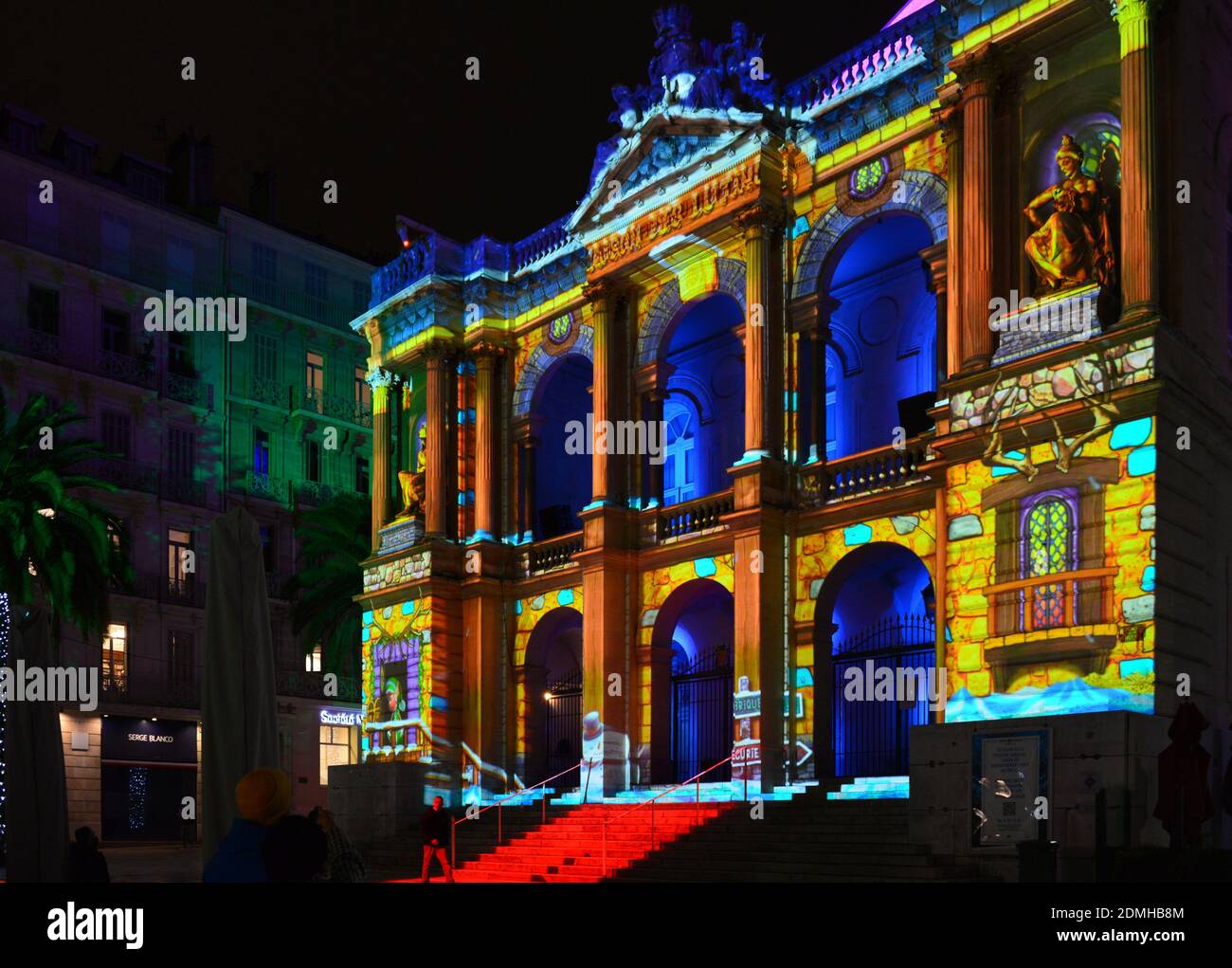 Projection of images on the facade of the Toulon Opera House for ...