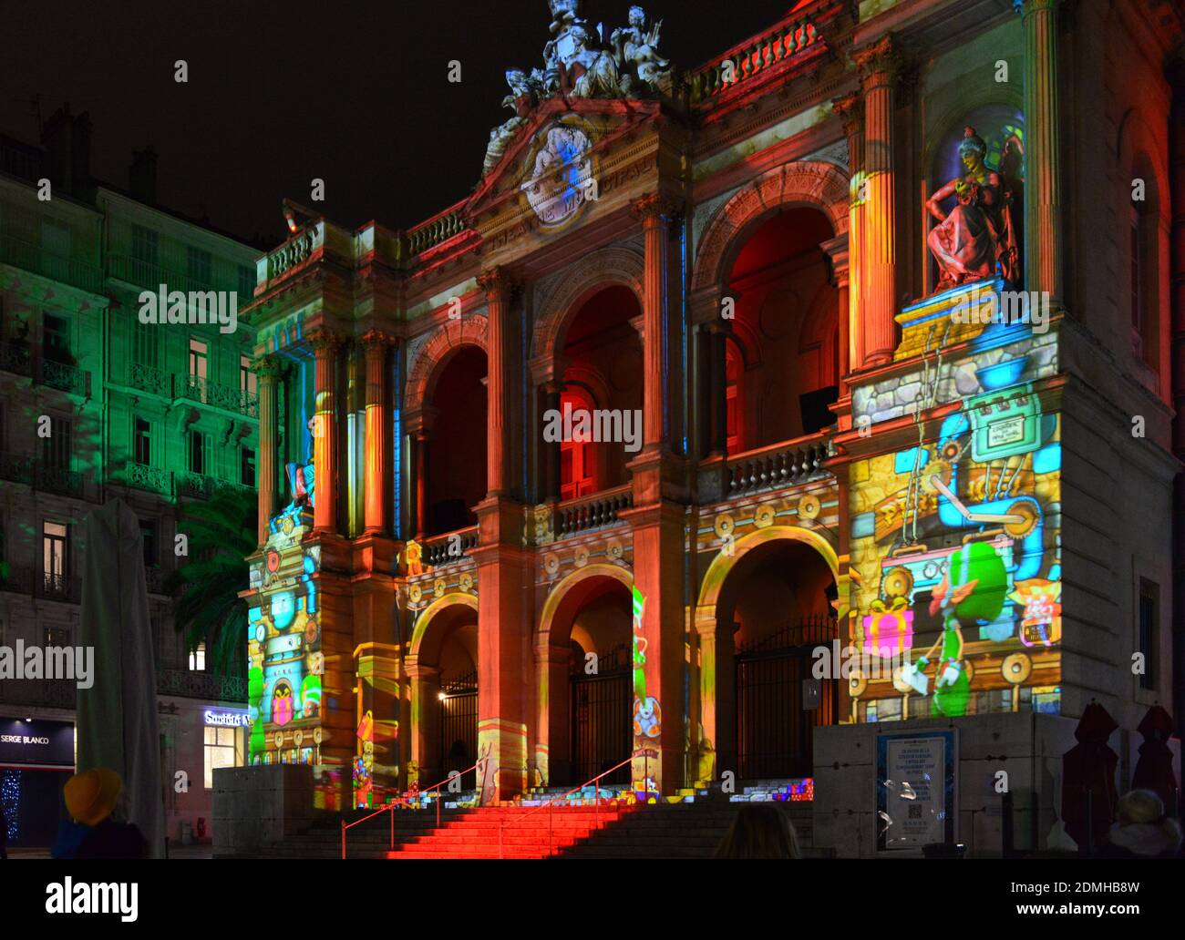 Projection of images on the facade of the Toulon Opera House for ...