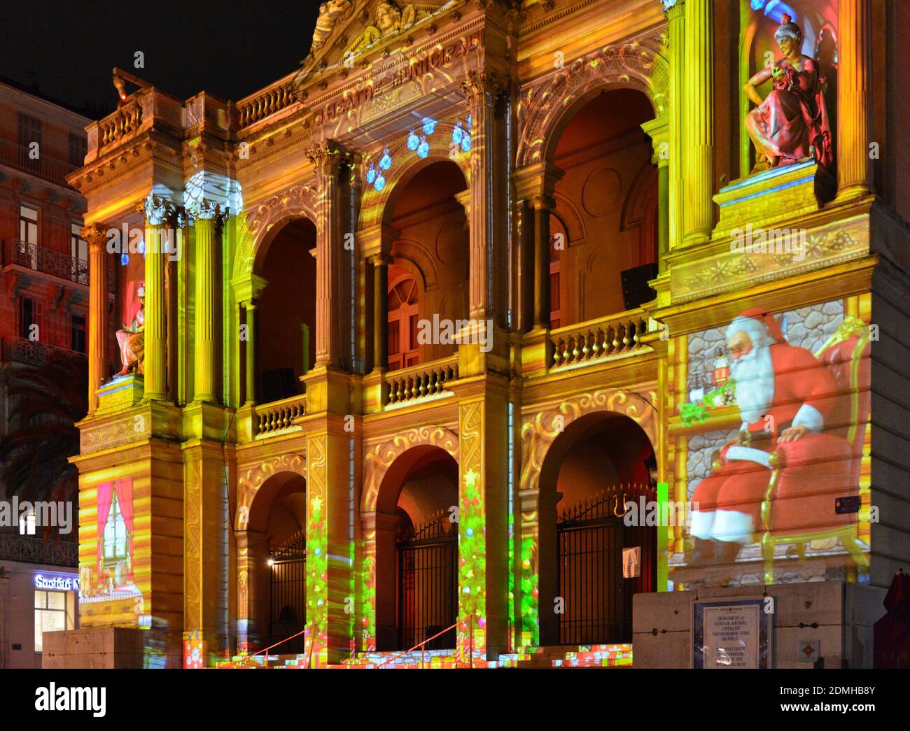 Projection of images on the facade of the Toulon Opera House for ...