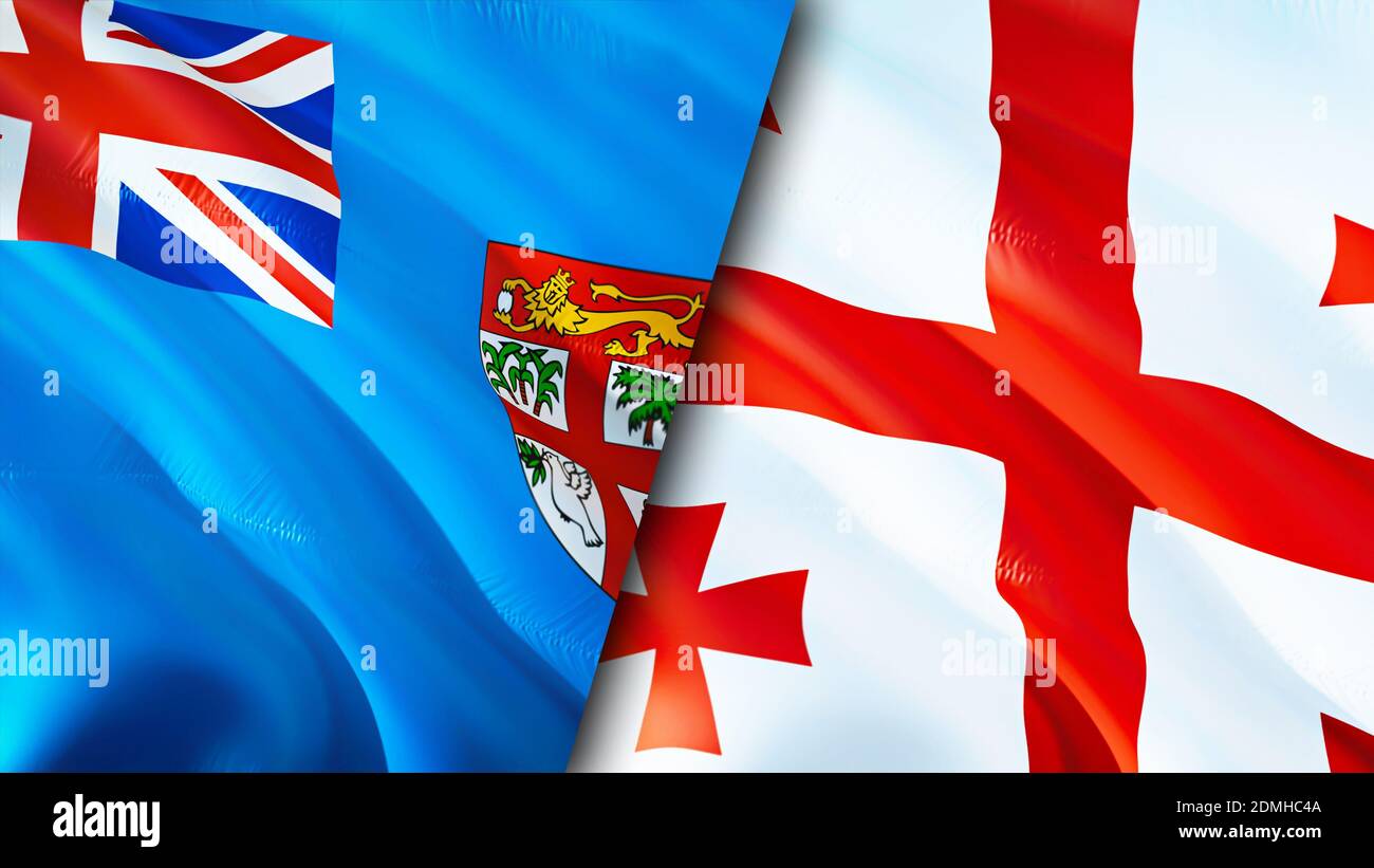 Fiji and Georgia flags. 3D Waving flag design. Fiji Georgia flag ...