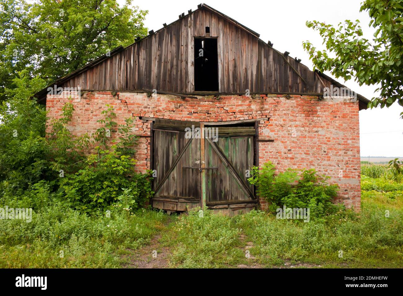 Abandoned warehouse. Old, abandoned in a dilapidated state hangar in ...