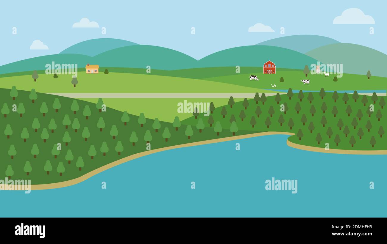 Farmland grassland Stock Vector Images - Alamy