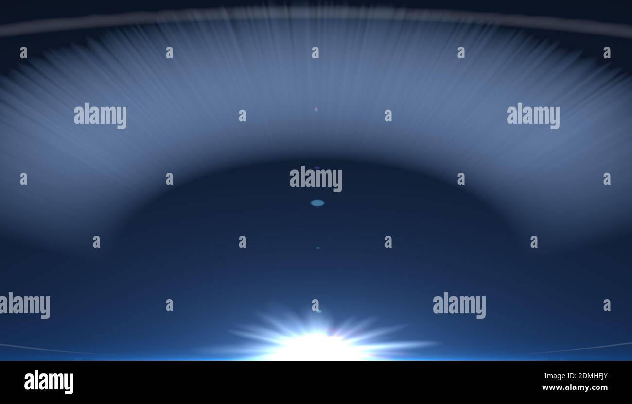 Abstract glowing light sun burst with digital lens flare .Blue lens ...
