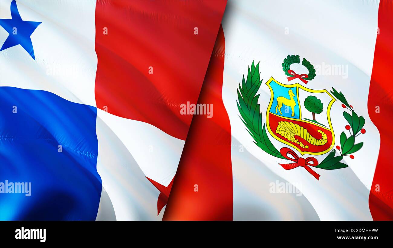 Panama and Peru flags. 3D Waving flag design. Panama Peru flag, picture ...