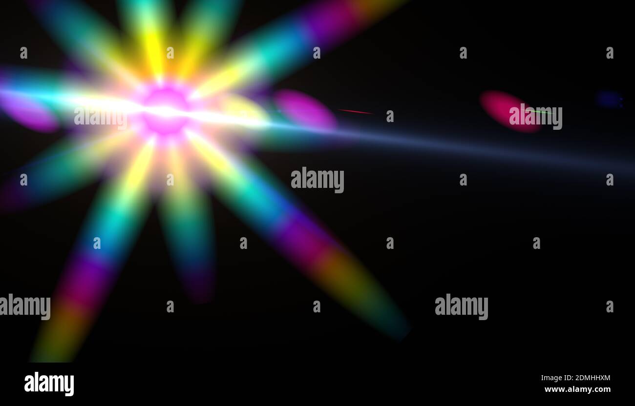 Abstract color flare light.Digital lens flare sparkle on space.Glowing ...