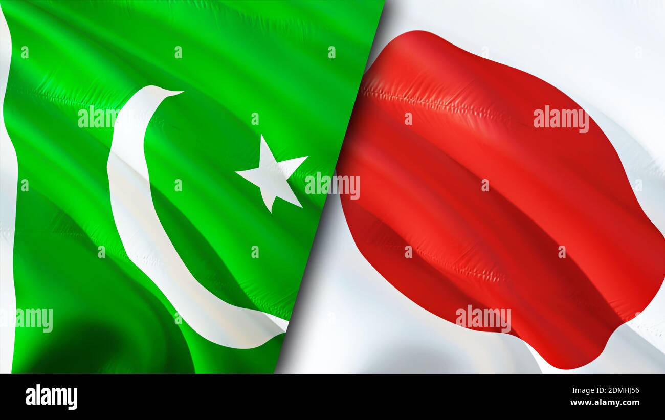 Pakistan and Japan flags. 3D Waving flag design. Pakistan Japan flag ...