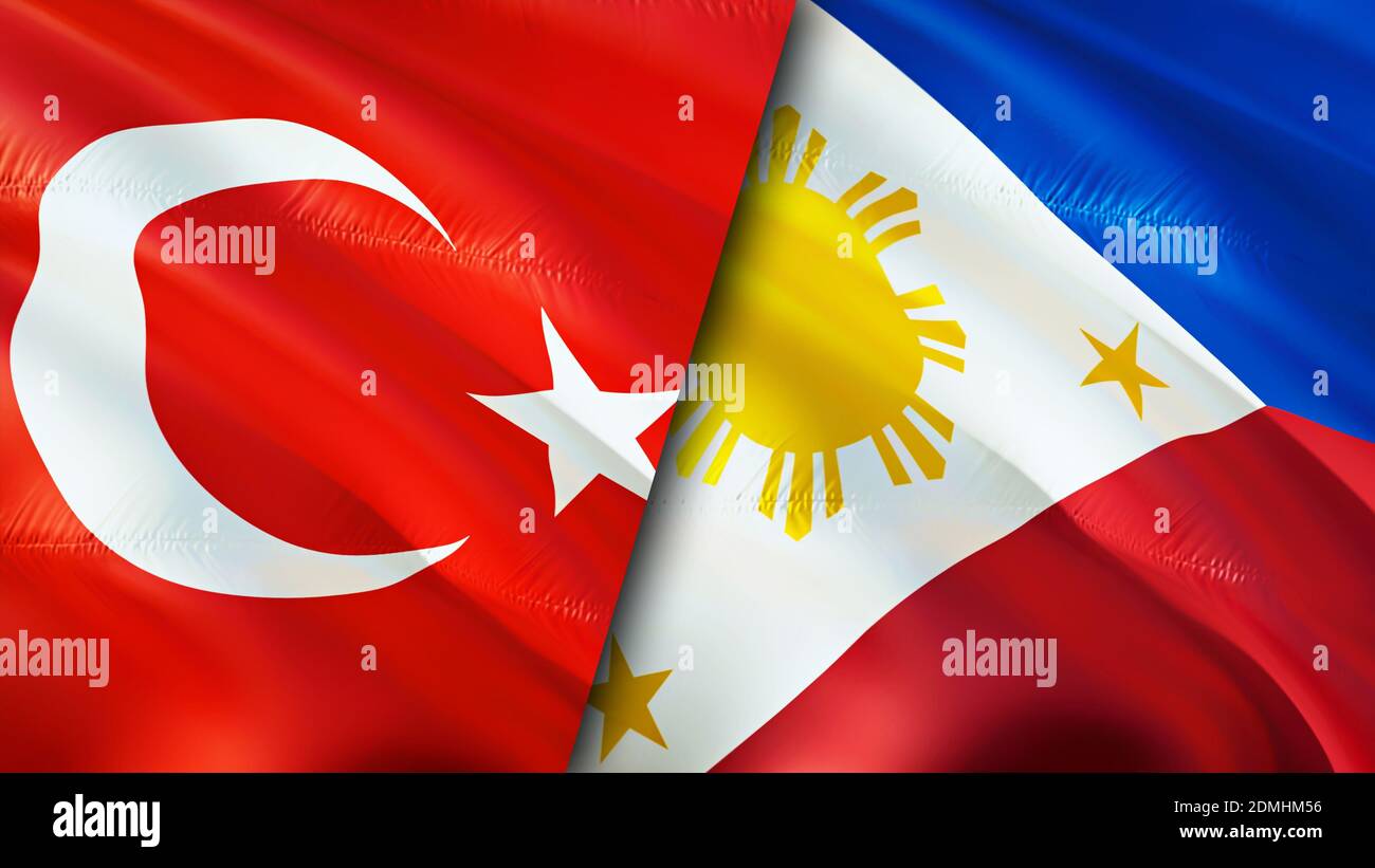 Turkey and Philippines flags. 3D Waving flag design. Turkey Philippines ...