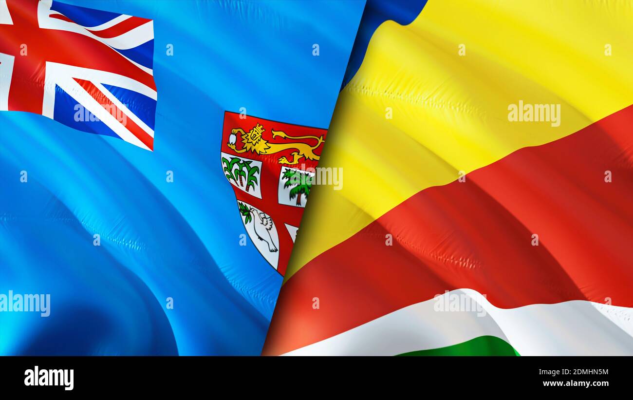 Fiji and Seychelles flags. 3D Waving flag design. Fiji Seychelles flag ...