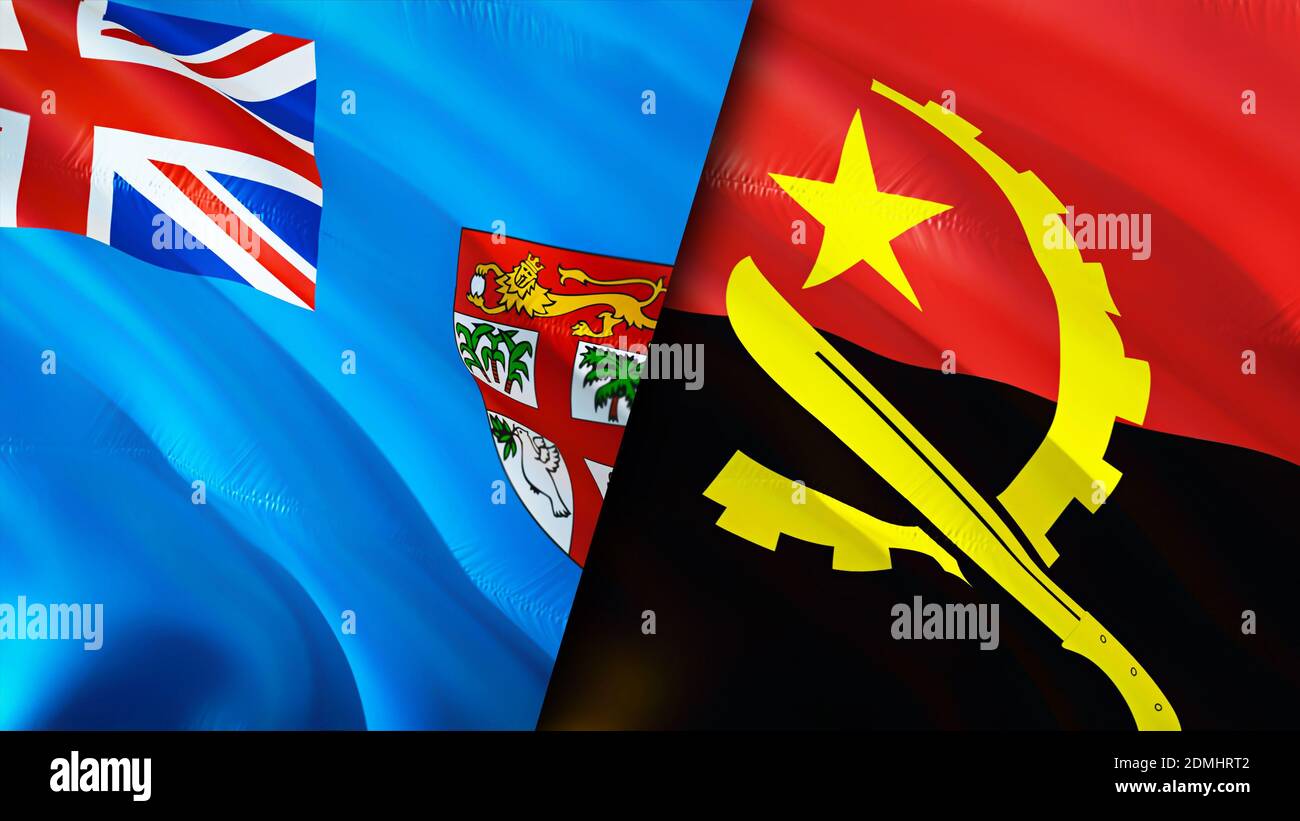 Fiji and Angola flags. 3D Waving flag design. Fiji Angola flag, picture ...