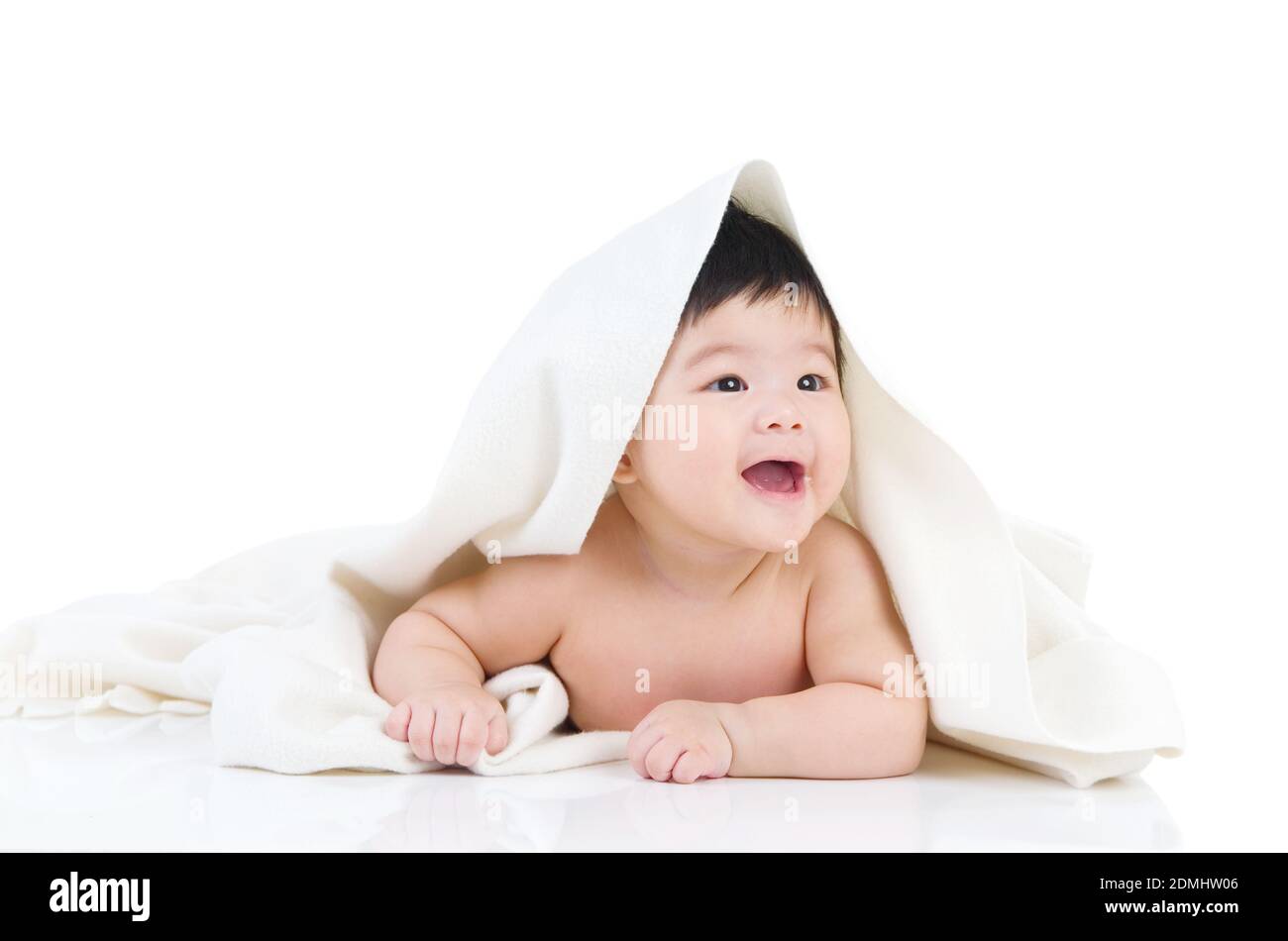 Cute Baby Girl Against White Background Stock Photo - Alamy