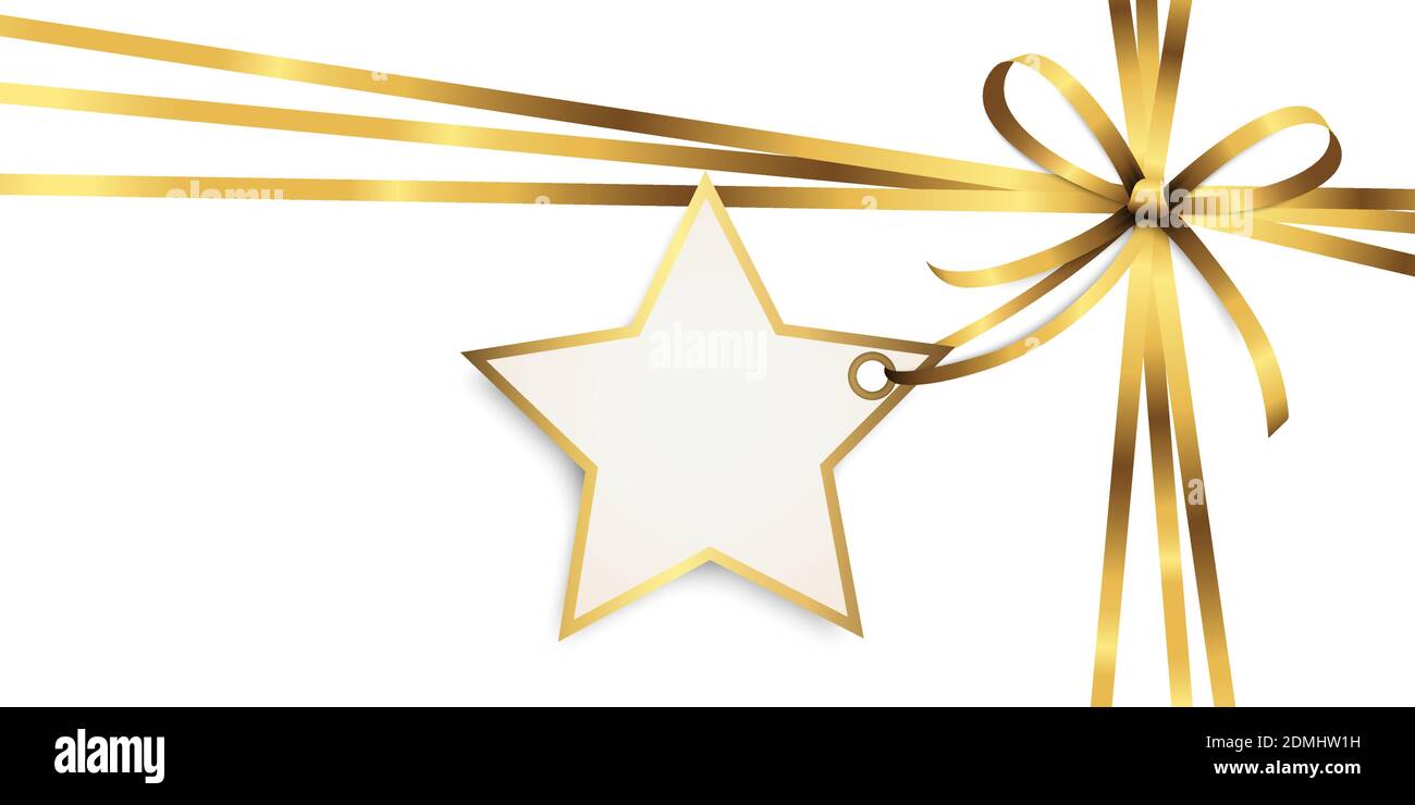 EPS 10 vector illustration of gold colored ribbon bow and gift band ...