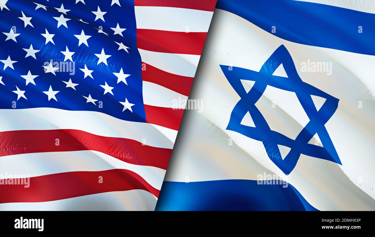 USA and Israel flags. 3D Waving flag design. USA Israel flag, picture ...