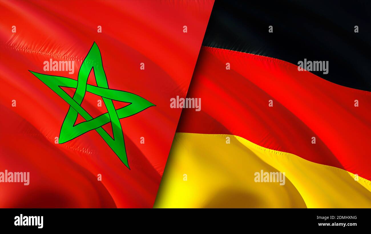 Morocco and Germany flags. 3D Waving flag design. Morocco Germany flag ...