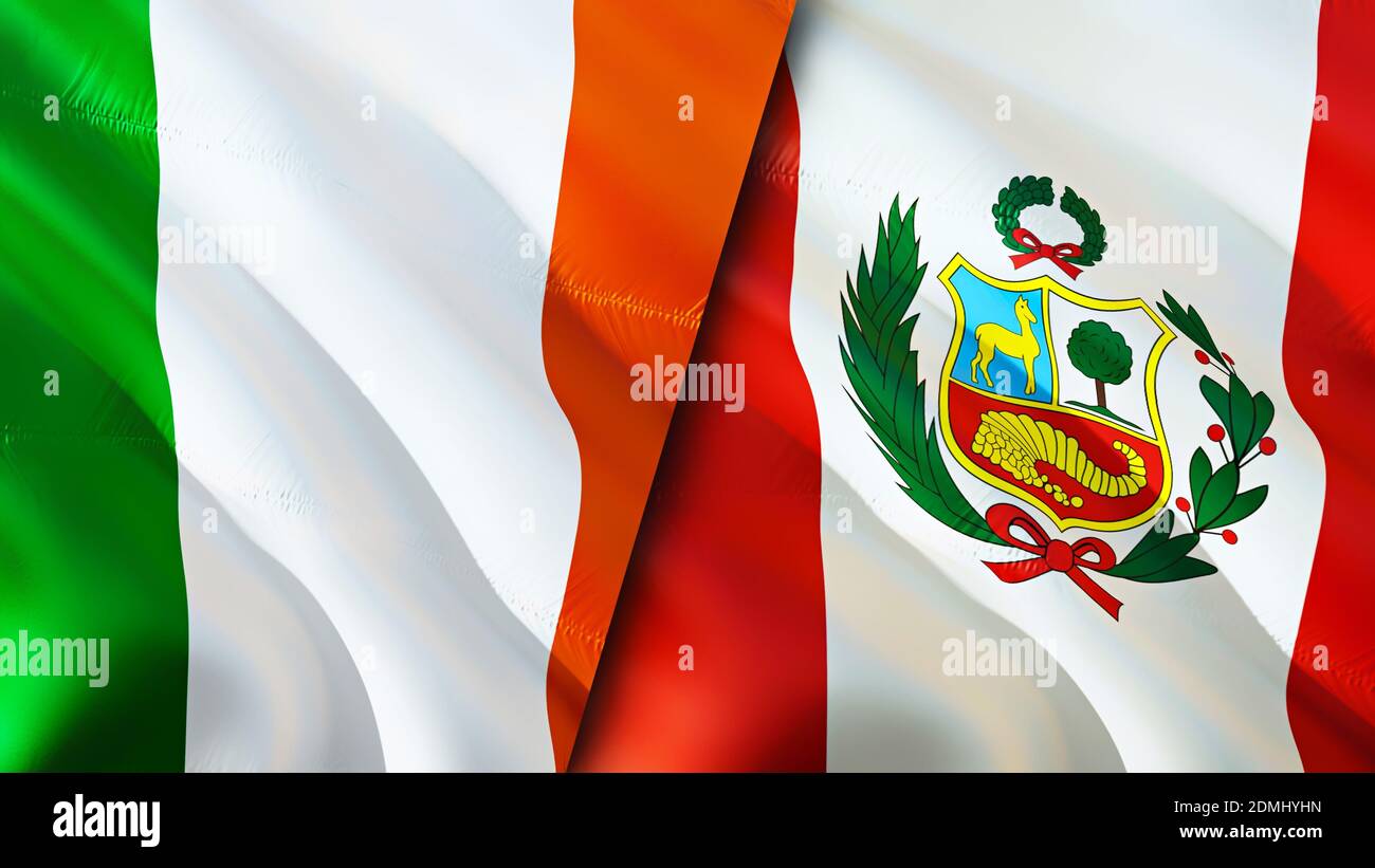 Ireland and Peru flags. 3D Waving flag design. Ireland Peru flag ...