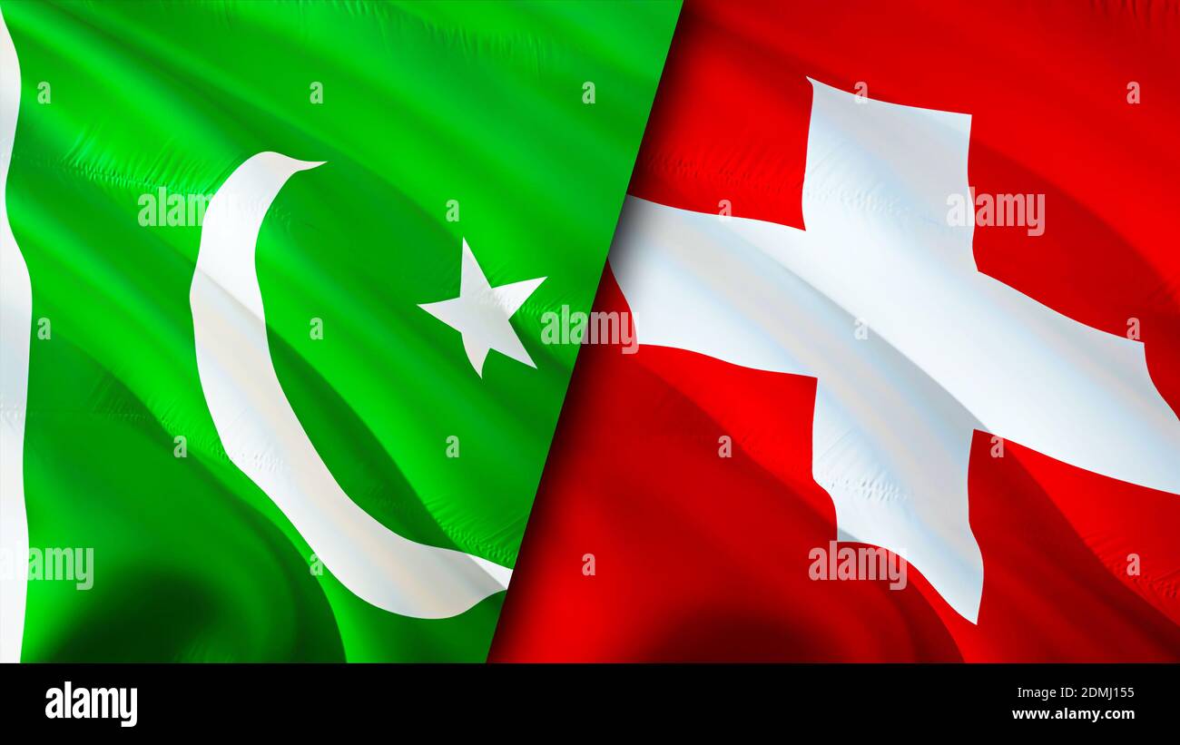 Pakistan and Switzerland flags. 3D Waving flag design. Pakistan ...