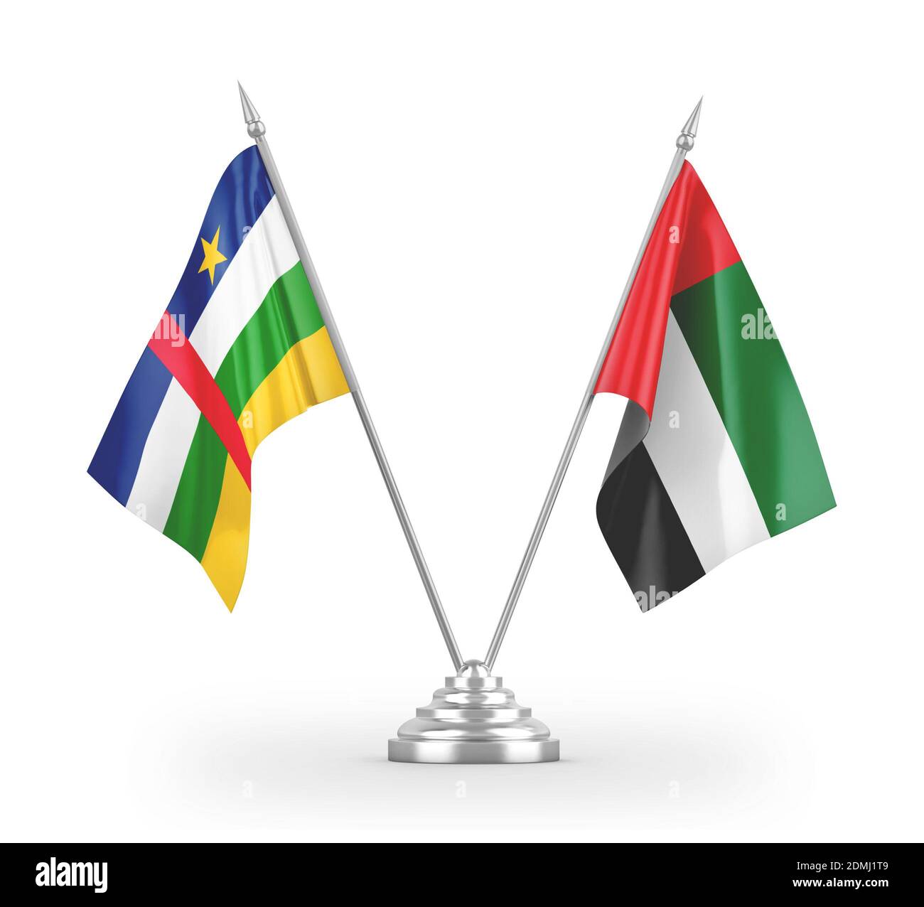 United Arab Emirates and Central African Republic table flags isolated ...