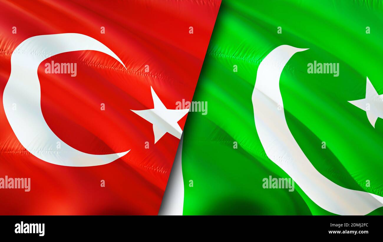 Turkey and Pakistan flags. 3D Waving flag design. Turkey Pakistan flag ...