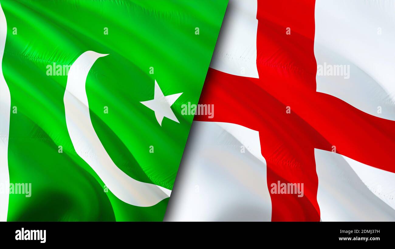 Pakistan and England flags. 3D Waving flag design. Pakistan England ...