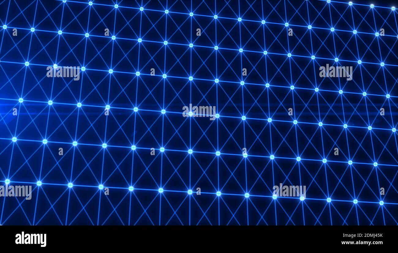 Abstract blue dots connection network technology background.Blue point ...