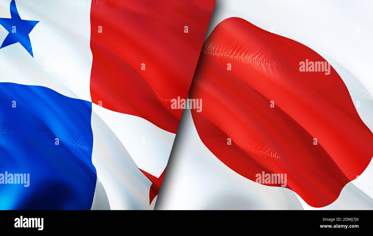 Panama and Japan flags. 3D Waving flag design. Panama Japan flag ...