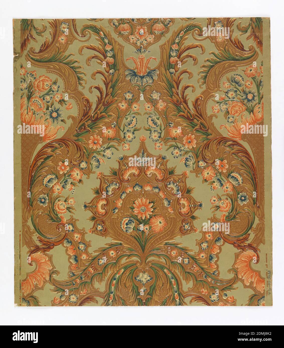 Sidewall, Block-printed and embossed paper, Seventeenth century-type ...