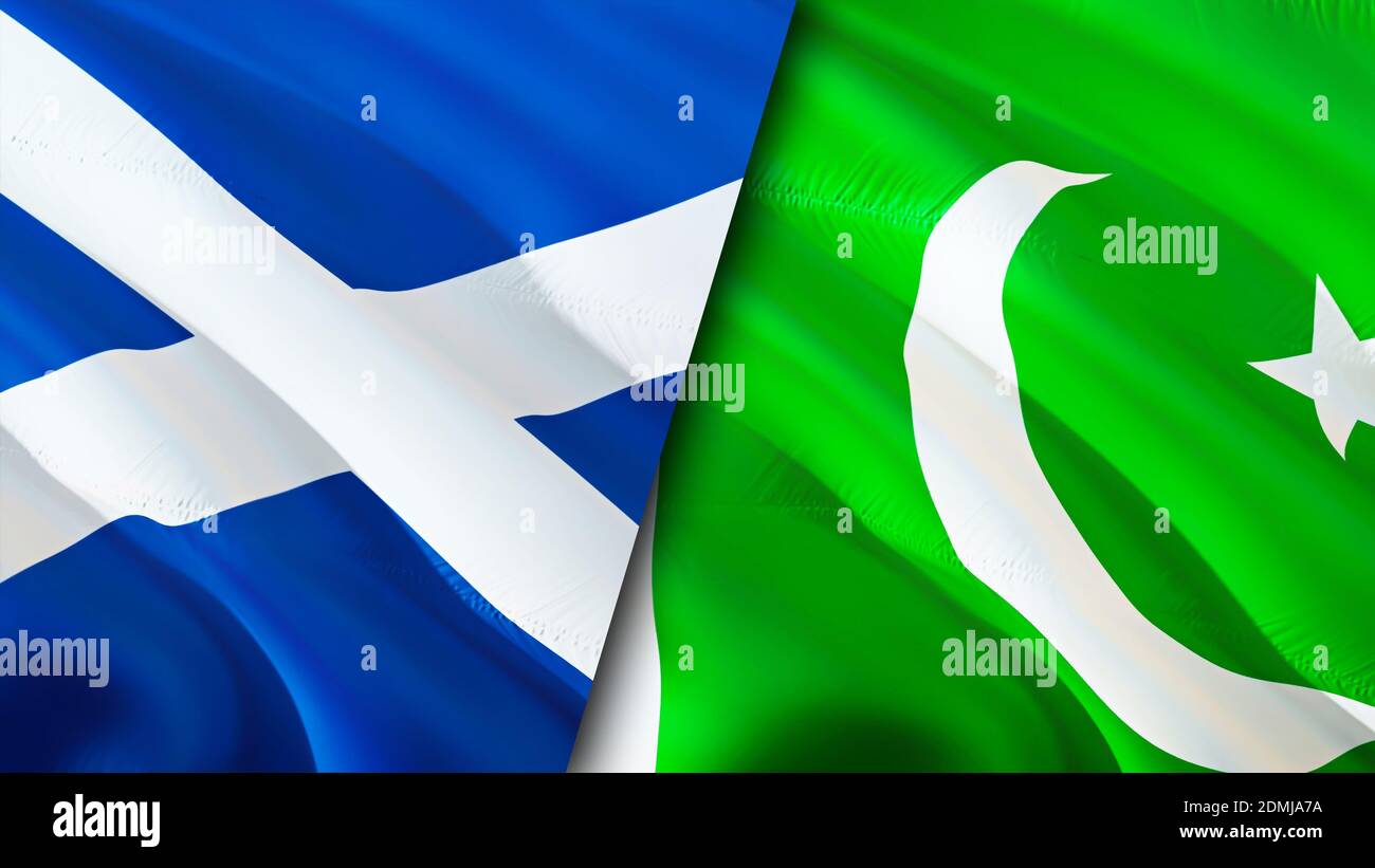 Scotland and Pakistan flags. 3D Waving flag design. Scotland Pakistan ...