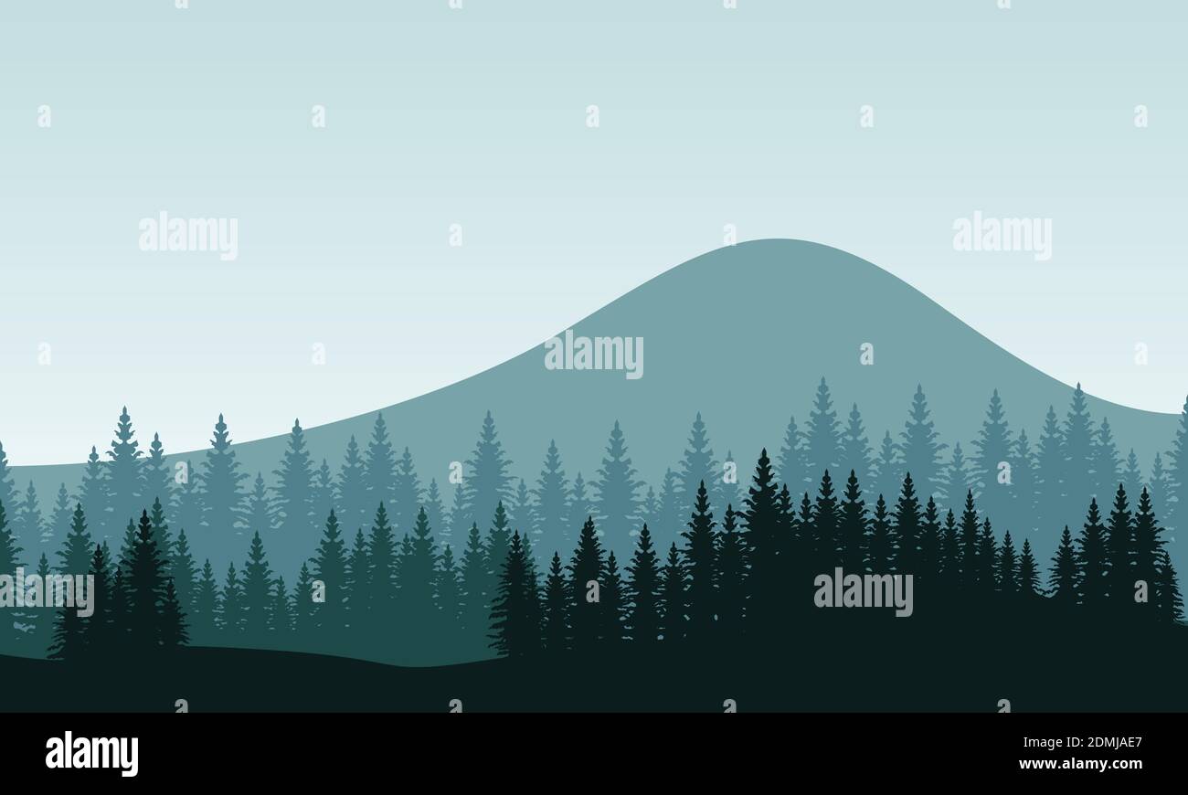 Nice scenery of trees and mountains in the countryside. City vector ...