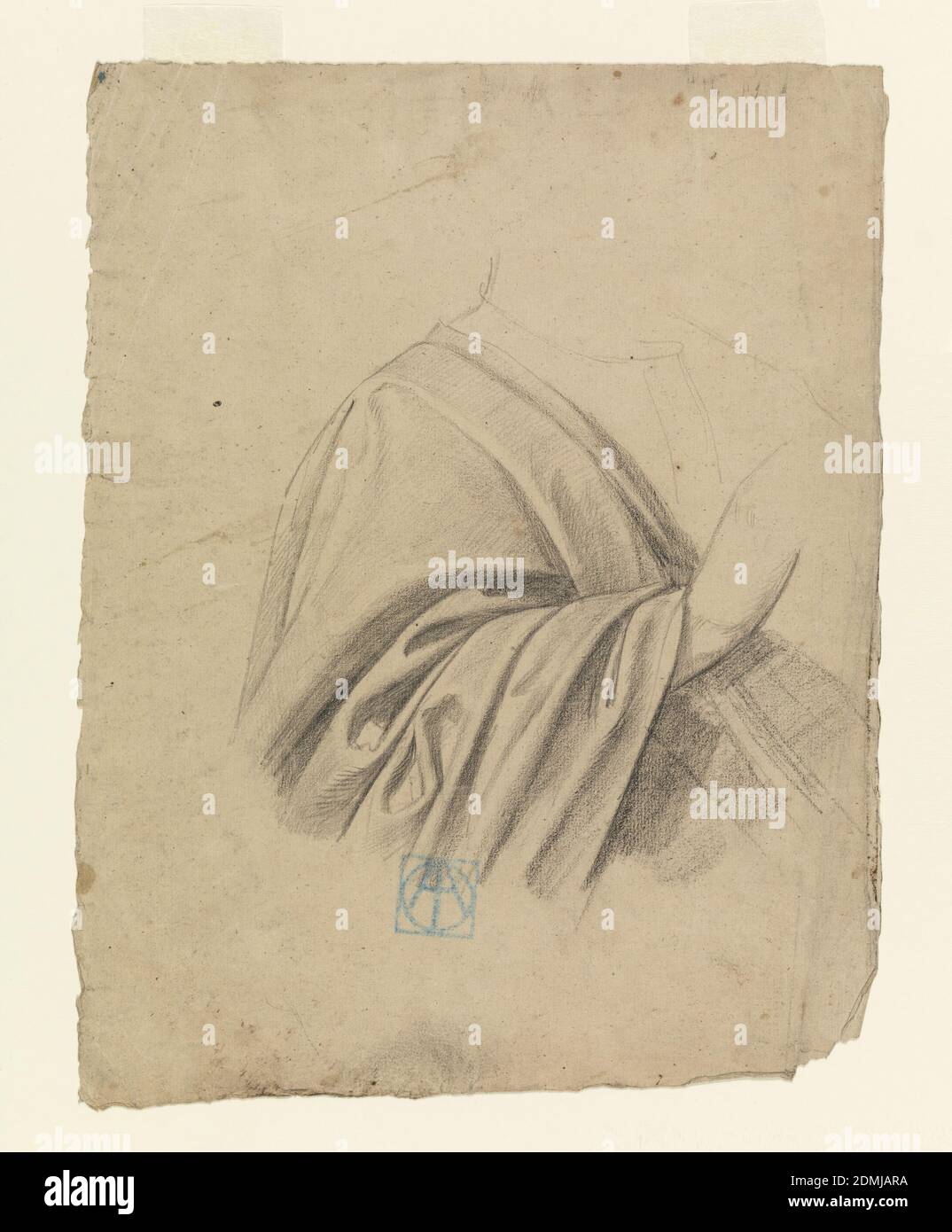 Drapery Study, Leon Dabo, American, 1868–1960, Charcoal on paper, Upper ...