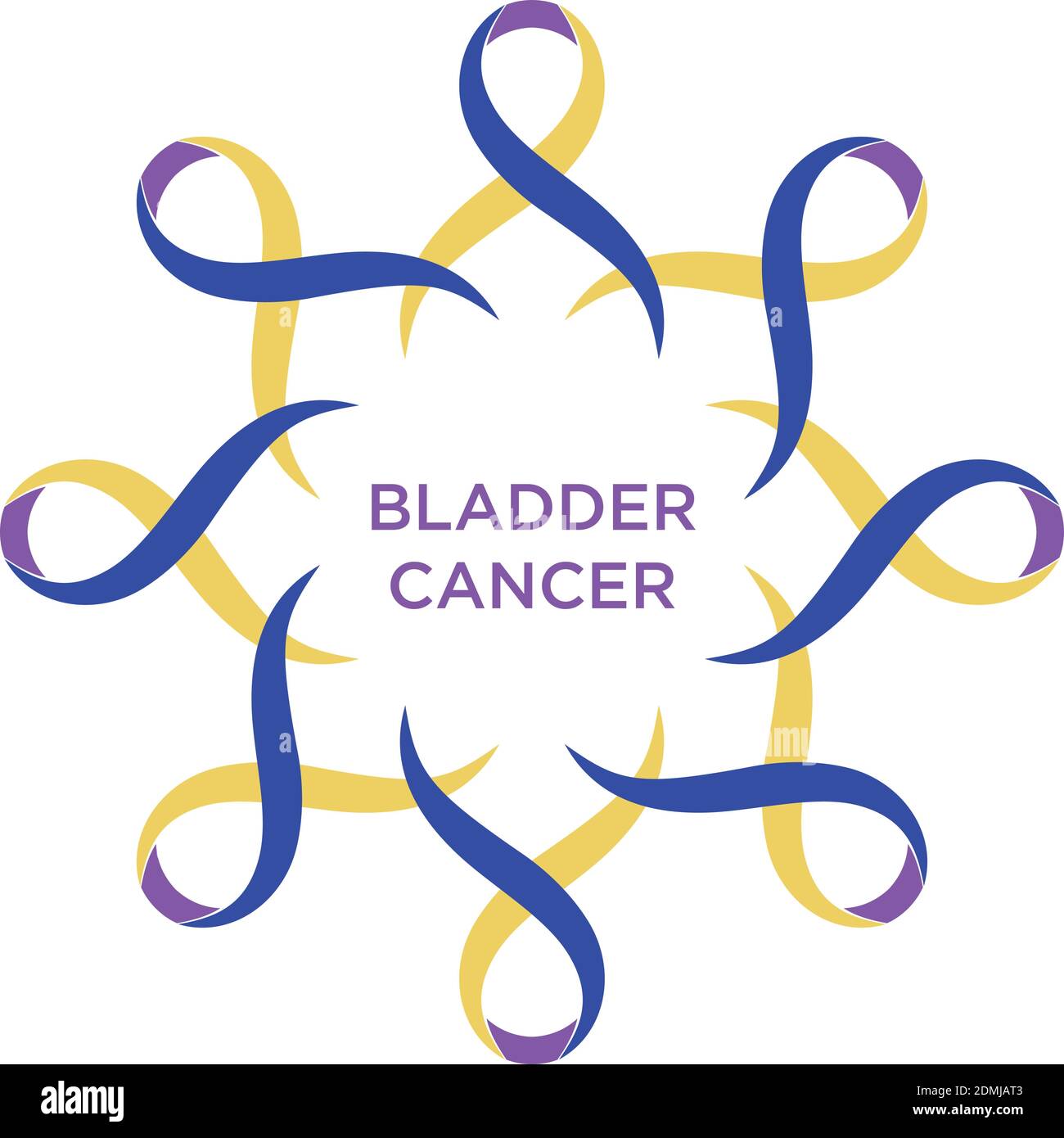 Cancer ribbon blue purple and marigold color representing the support ...