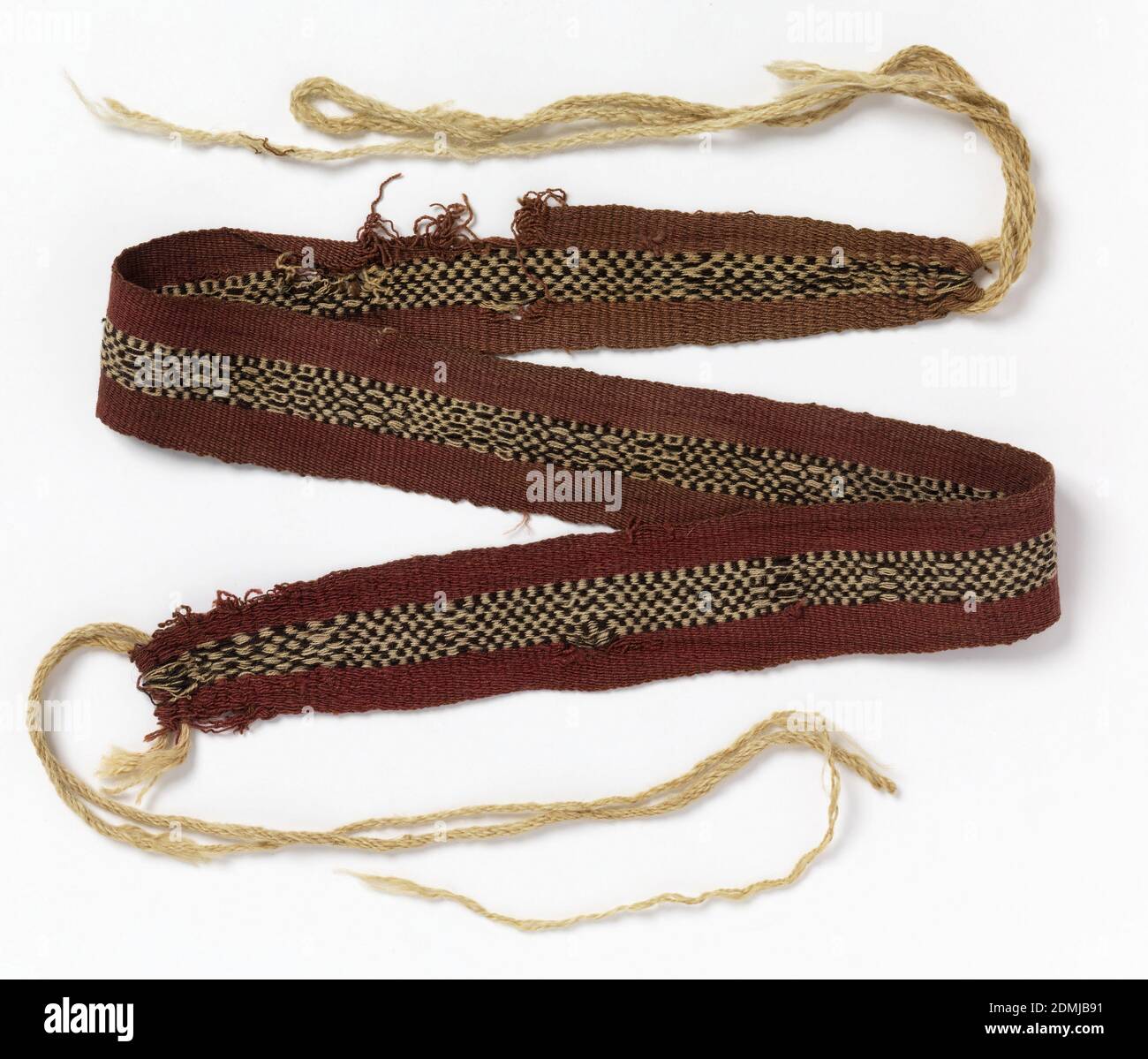 Band, Medium: wool Technique: warp-faced plain weave with float ...